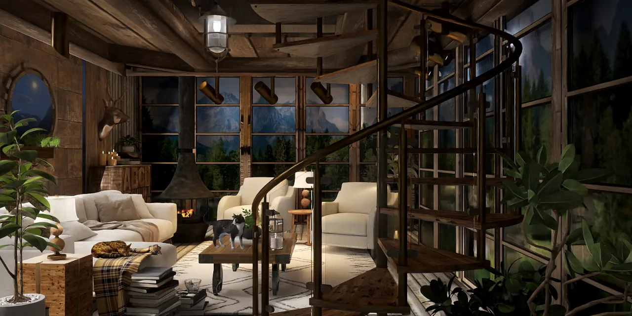 Moonlit Mountain Cabin created by Barbara MacRae on Homestyler