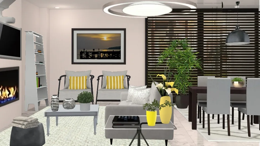 Living room and dining room created by Lili Vaz on Homestyler
